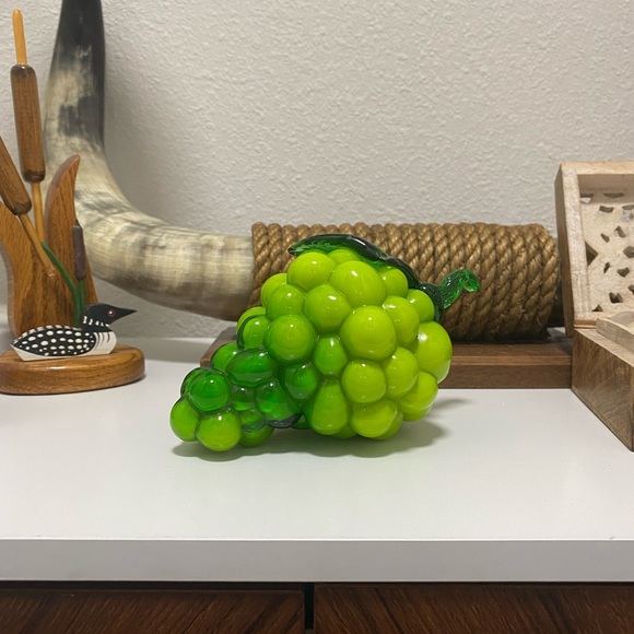 Other | Vintage Glass Green Grapes Decor | Poshmark